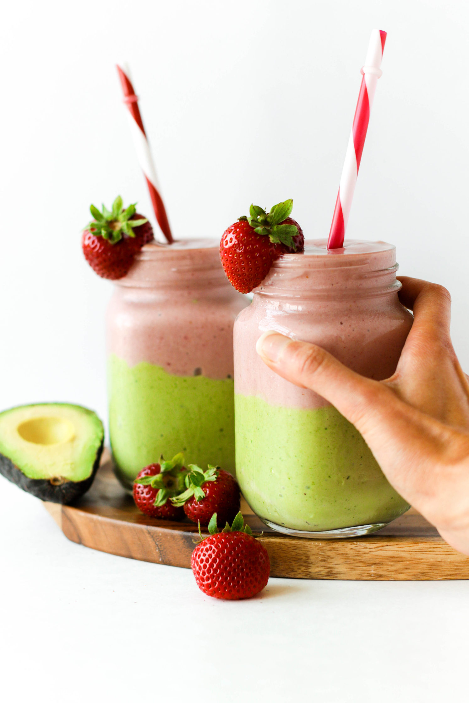 Low-Sugar Strawberry Avocado Layer Shakes - Flora & Vino