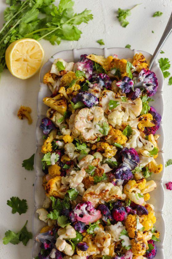 Tri-Colored Roasted Cauliflower Salad - Flora & Vino