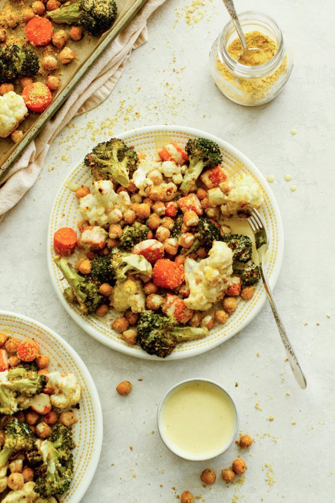 "Cheezy" Chickpea Sheet Pan Meal - Flora & Vino