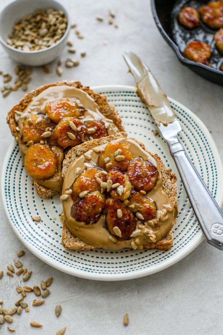 Caramelized Banana & Toasted Sunflower Seed Toast Recipe - Flora & Vino