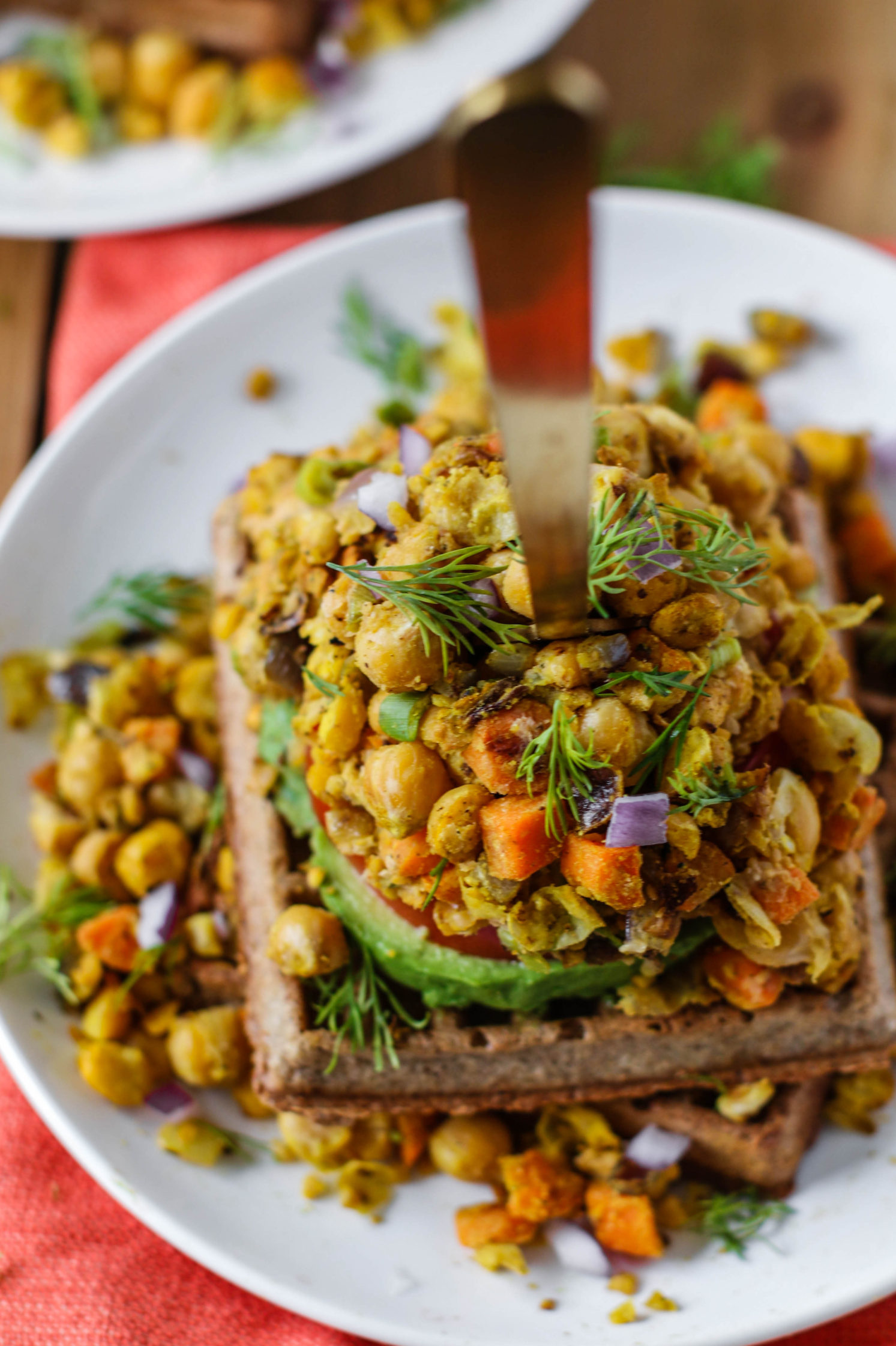 Chickpea Scramble Waffle Stackers - Flora & Vino