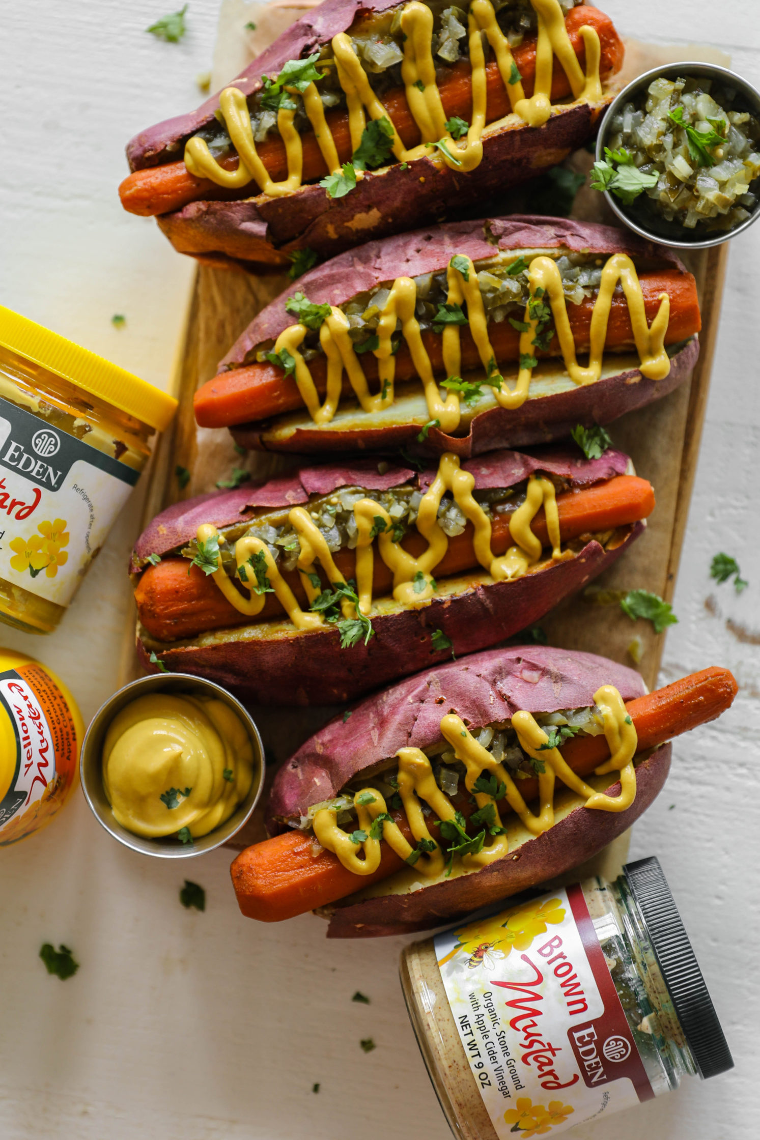 Carrot Hot Dogs with Japanese Yam "Buns" - Flora & Vino