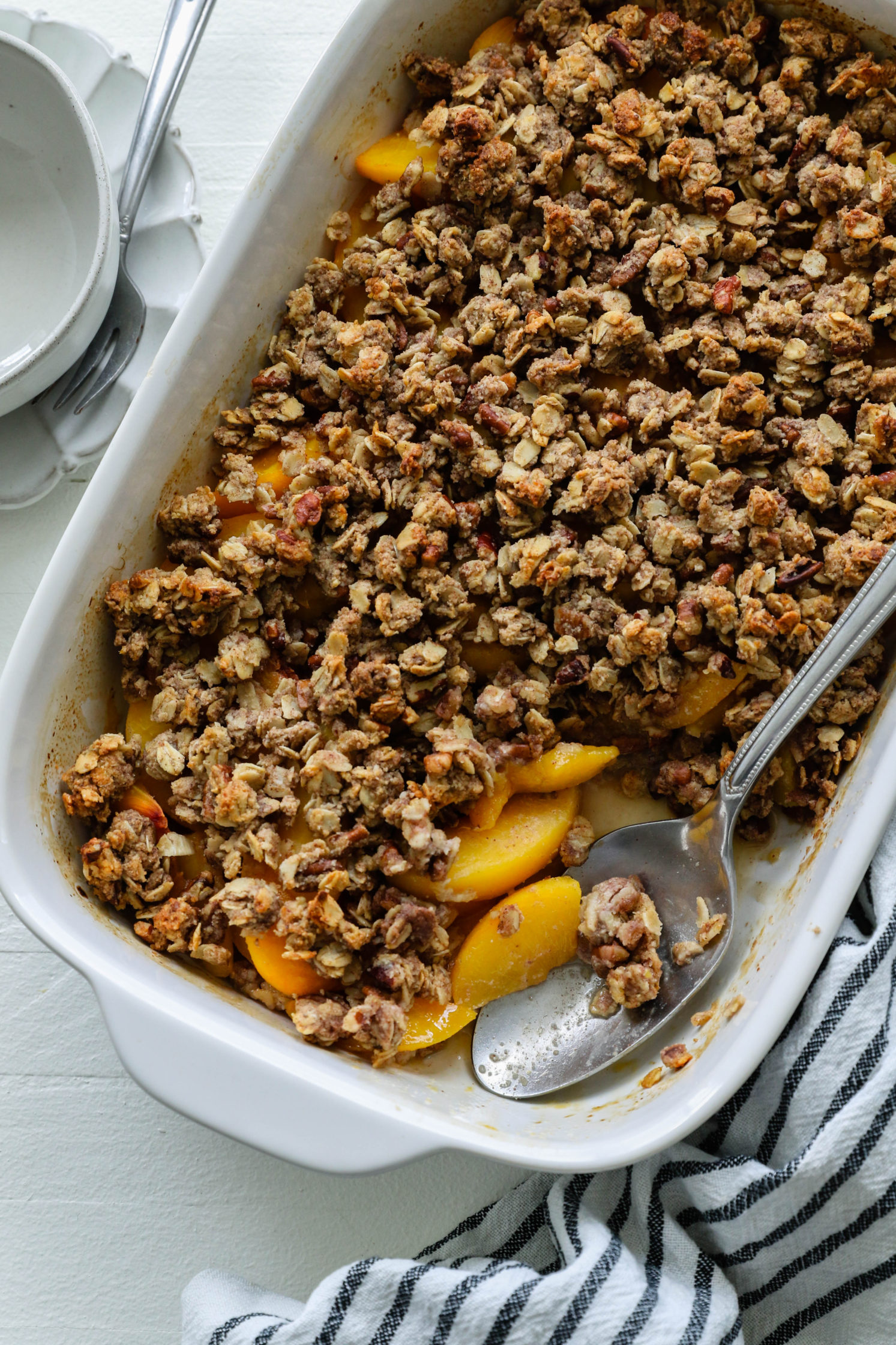 Easy Vegan Peach Pecan Crisp - Flora & Vino