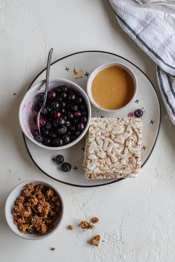 Peanut Butter Blueberry Rice Cake Toasts - Flora & Vino