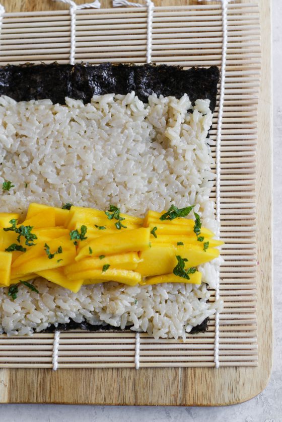 Mango Sticky Rice Dessert Sushi - Flora & Vino
