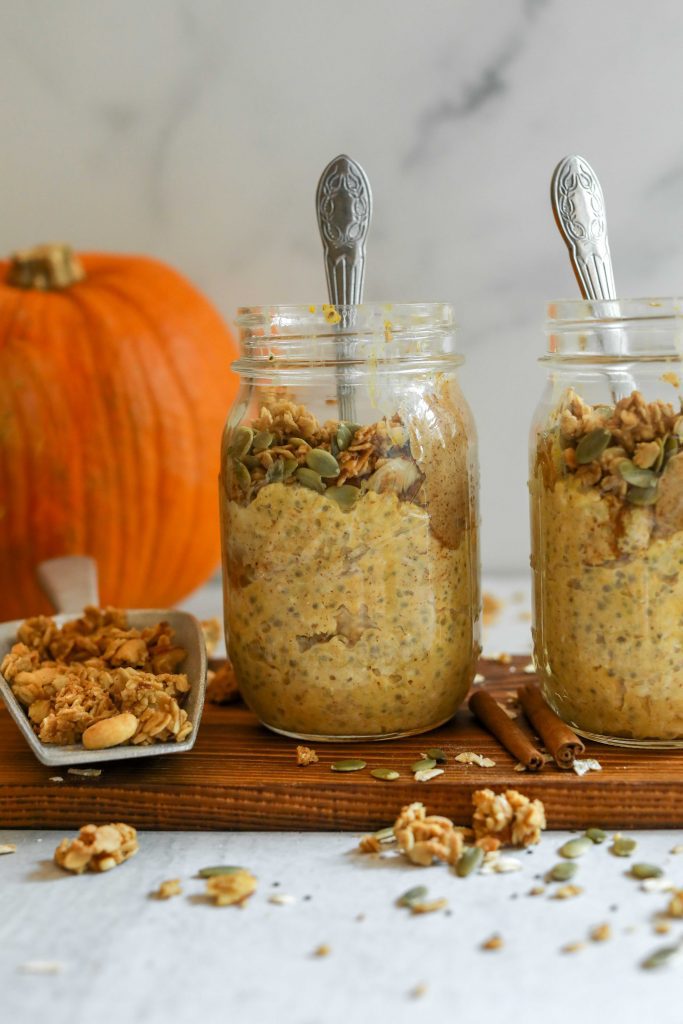 Peanut Butter Pumpkin Overnight Proats - Flora & Vino