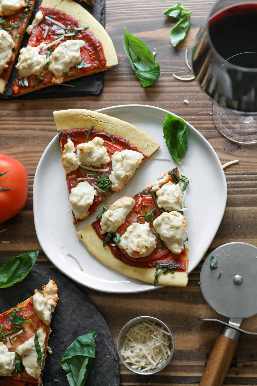 Vegan Margherita Pizza with Cashew Tahini Mozzarella + Barbera - Flora ...