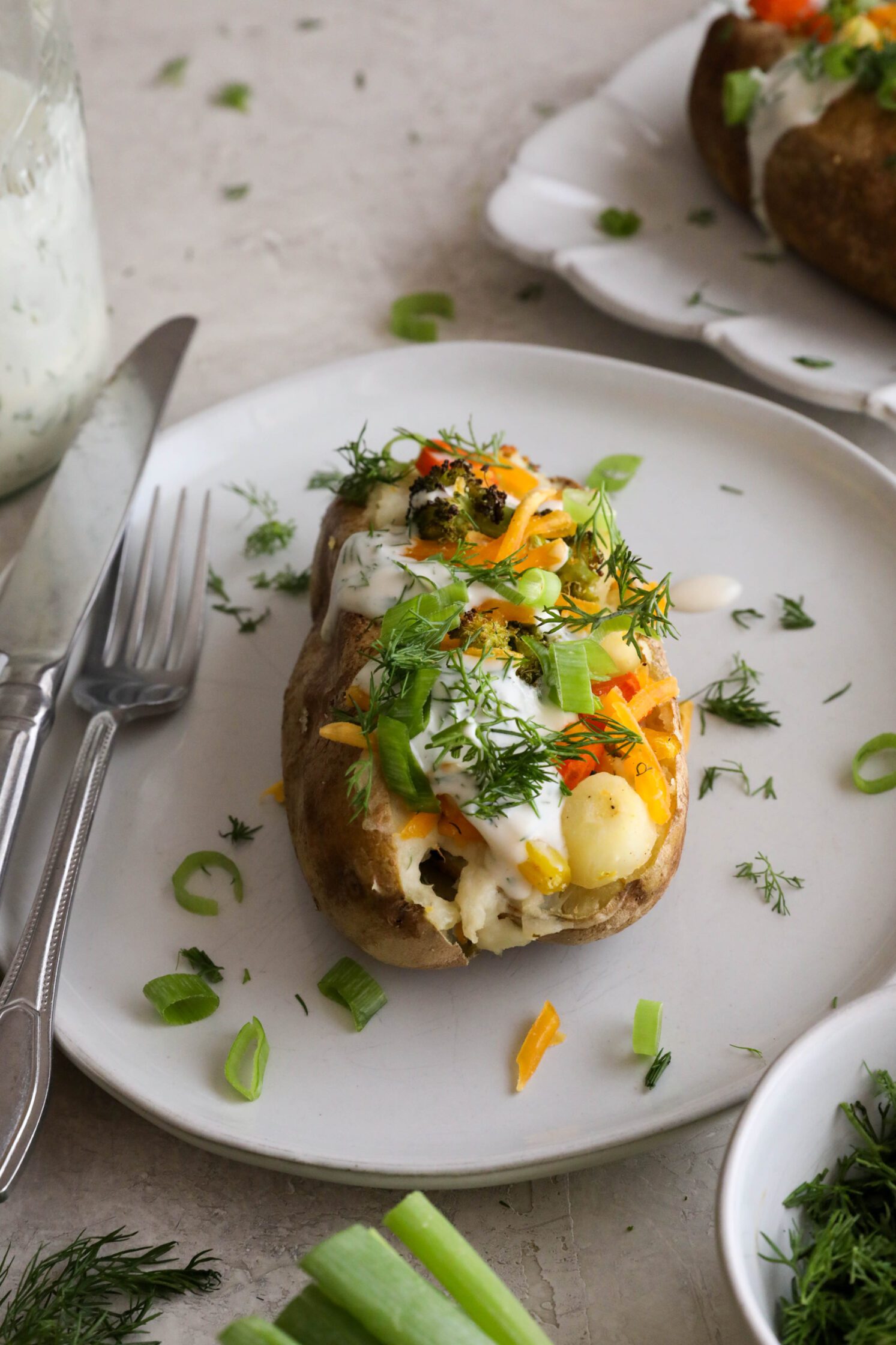 Veggie Loaded Twice Baked Potato - Flora & Vino