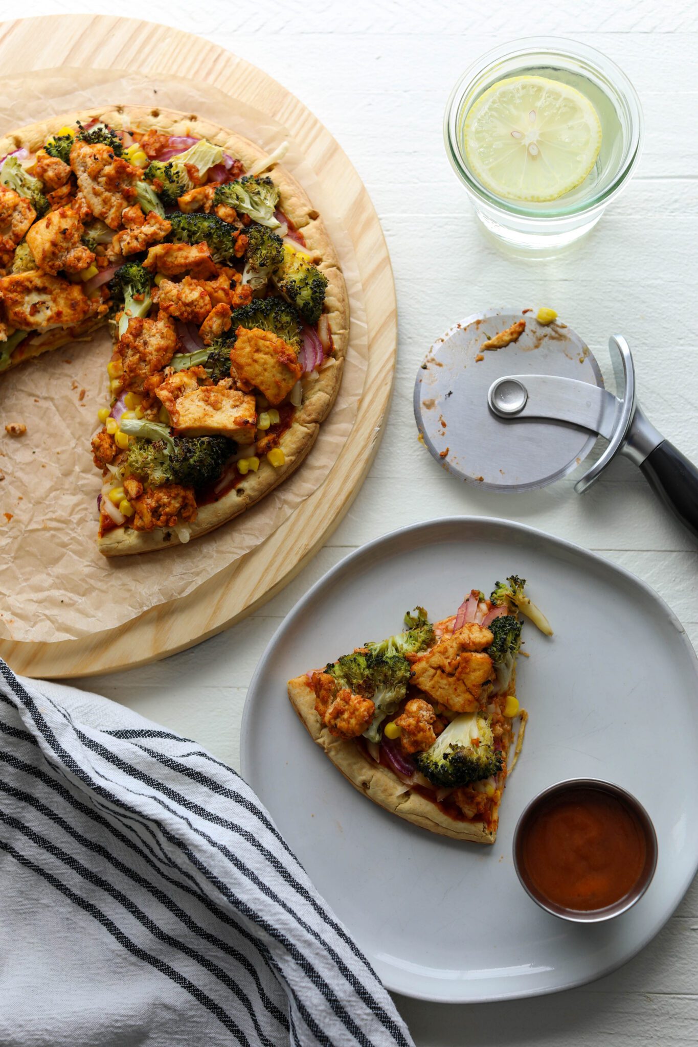 BBQ Tofu Pizza with Chickpea Crust Recipe - Flora & Vino