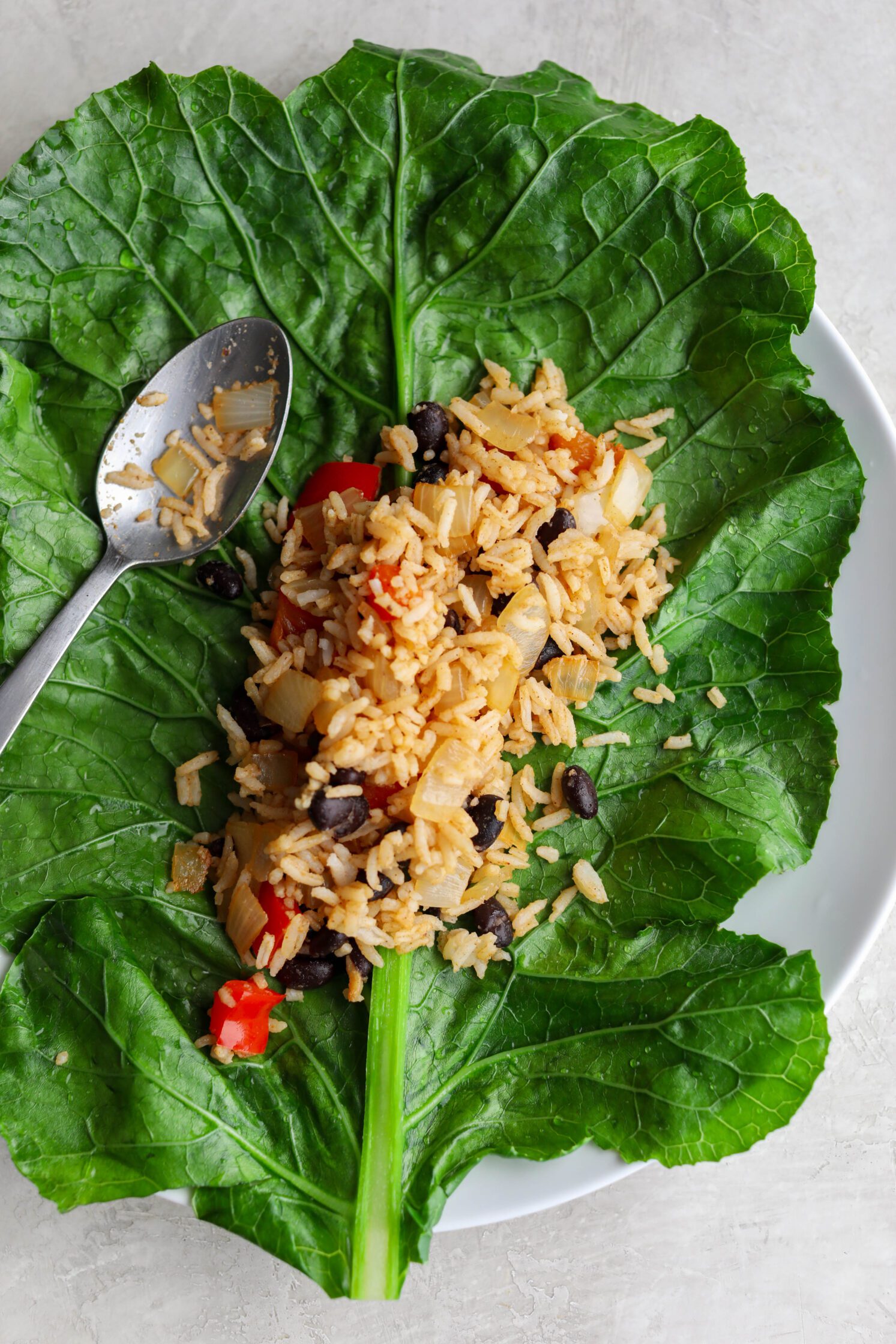 Collard Green Enchiladas Recipe with rice and beans - Flora & Vino